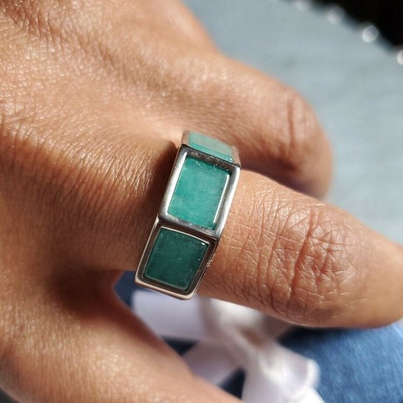 STS | Accessories | Mens Amazonite 3 Sided Mens Ring In Stainless Steel ...